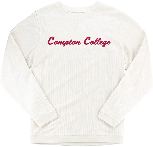 Compton Boxercraft Womens Cream Corded Crew Script Compton College ...